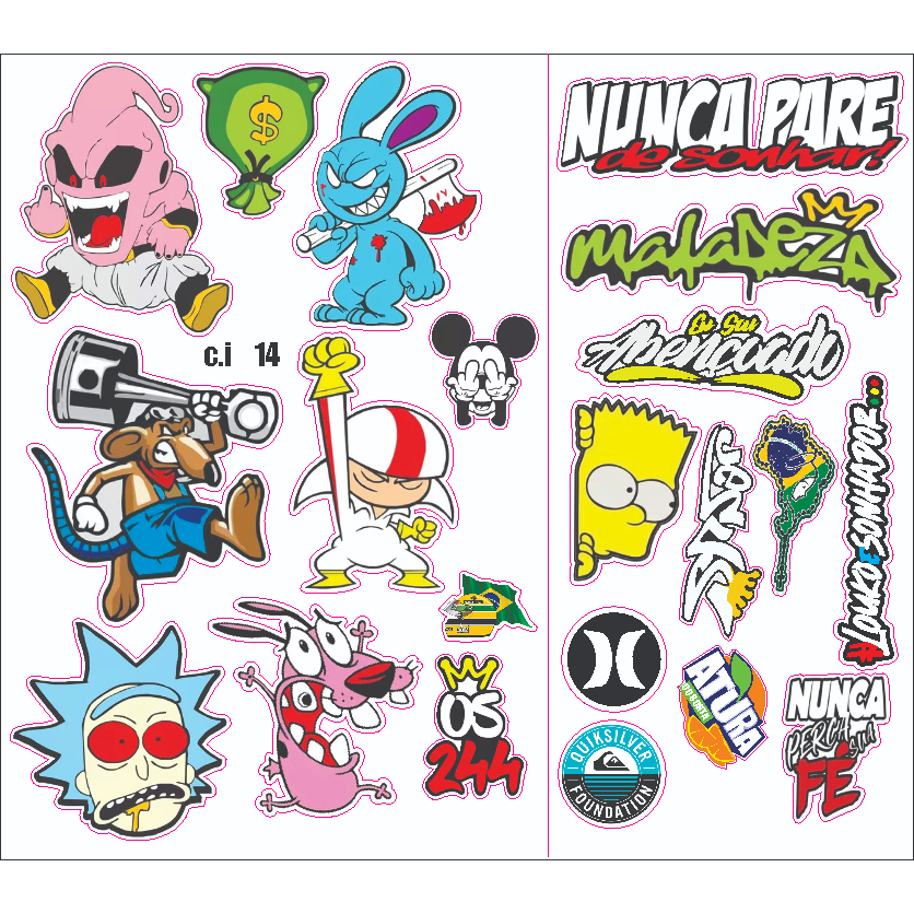 Adesivo Para Moto Bike Carro Atura Bart Simpsons cartela com 21 adesivos c14 | Shopee Brasil