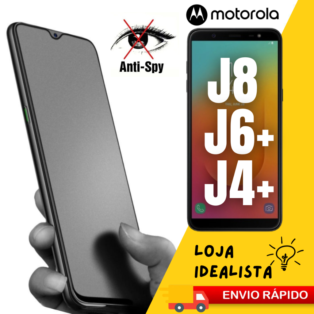 Película Cerâmica Fosca Privacidade P/ Samsung J8 / J6 Plus / J4 Plus 3D 9D Linha J - Envio ...