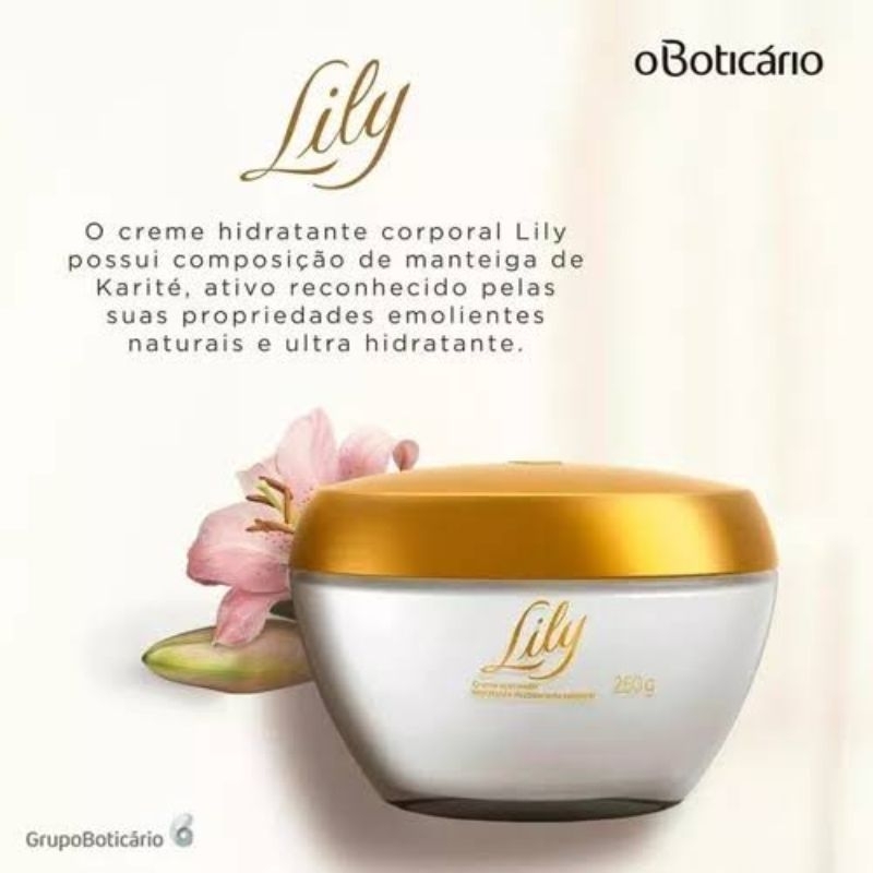 Creme Hidratante acetinado desodorante corporal Lily 250g tradicional ...