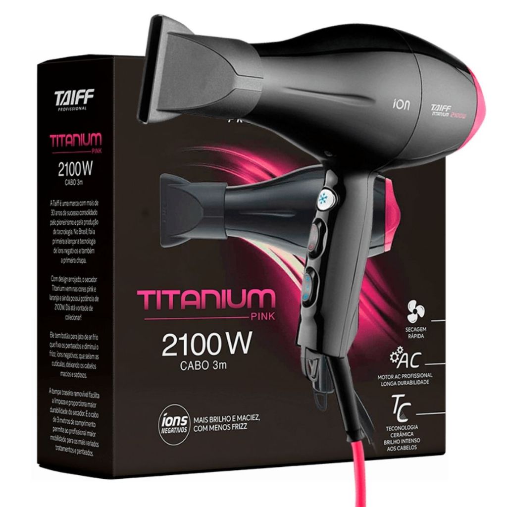 TAIFF SECADOR TITANIUM ION ROSA 2100W 110V | Shopee Brasil