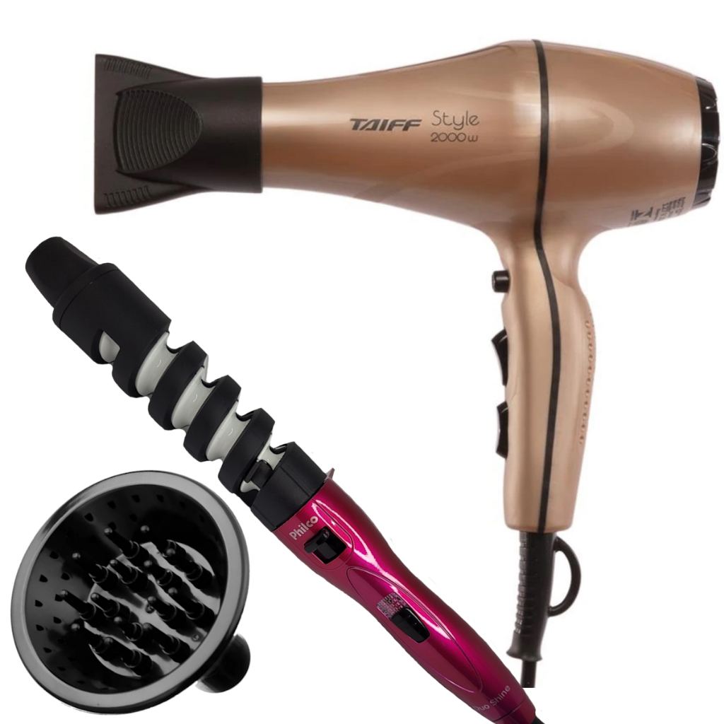 Secador De Cabelo Taiff Profissional 2000w Ar Quente Frio Dourado Motor ...