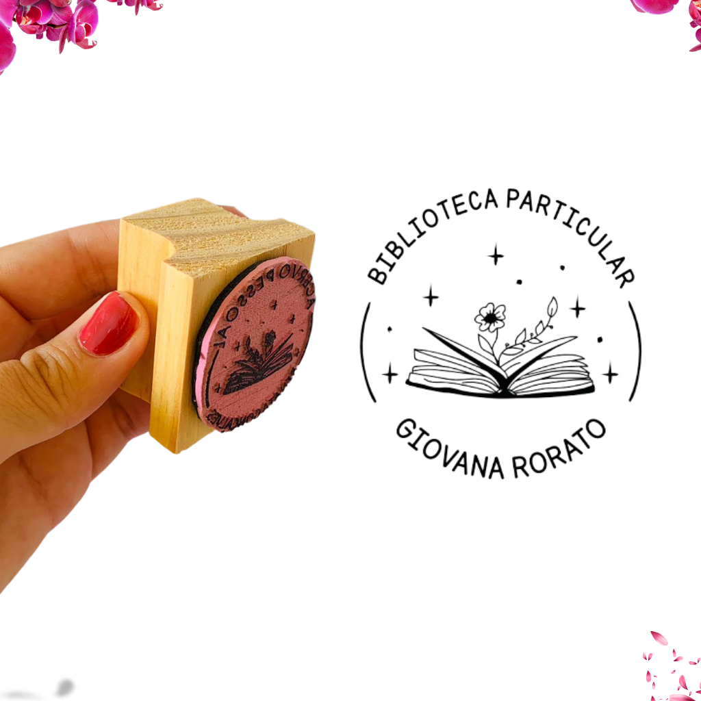 Carimbo para livros Floral | Carimbo biblioteca pessoal | Carimbo livro ...