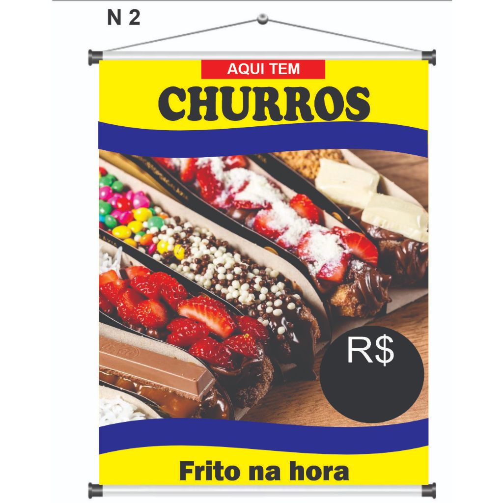 BANNER TEMA CHURROS ARTE PRONTA 40x60 | Shopee Brasil