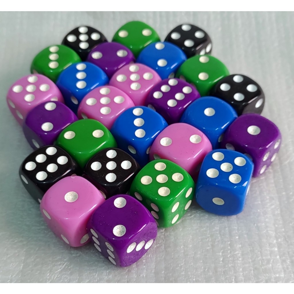 05 Dados Coloridos de Acrílico com Canto Redondo de 6 Lados - 16X16X16 MM | Shopee Brasil
