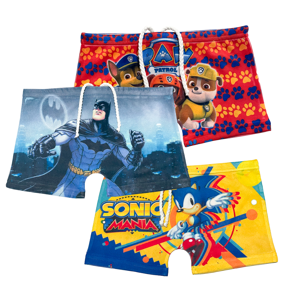 Kit 3 Sunga Infantil Box Estampada Personagens Variados | Shopee Brasil