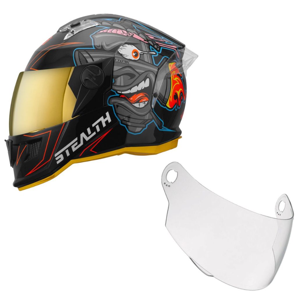 Kit capacete Stealth Esportivo Carburetor viseira Colorida Fume ...