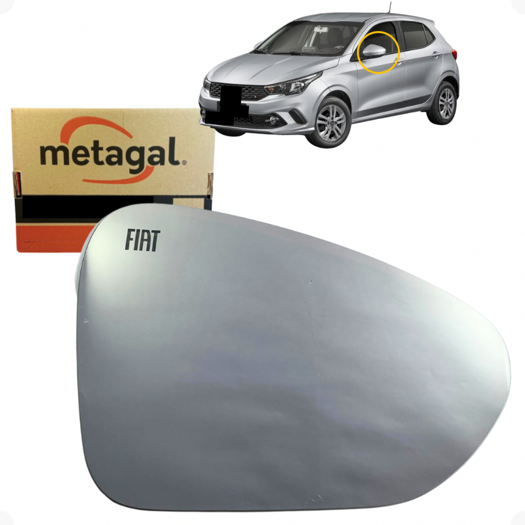 Espelho Retrovisor Fiat Argo lente com base lado esquerdo motorista 2017 2018 2019 2020 2021 ...