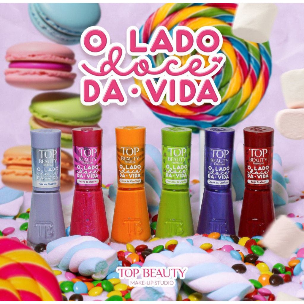 kit 6 Esmaltes Top Beauty Lado Doce da Vida ( céu de chantily, laços de ...