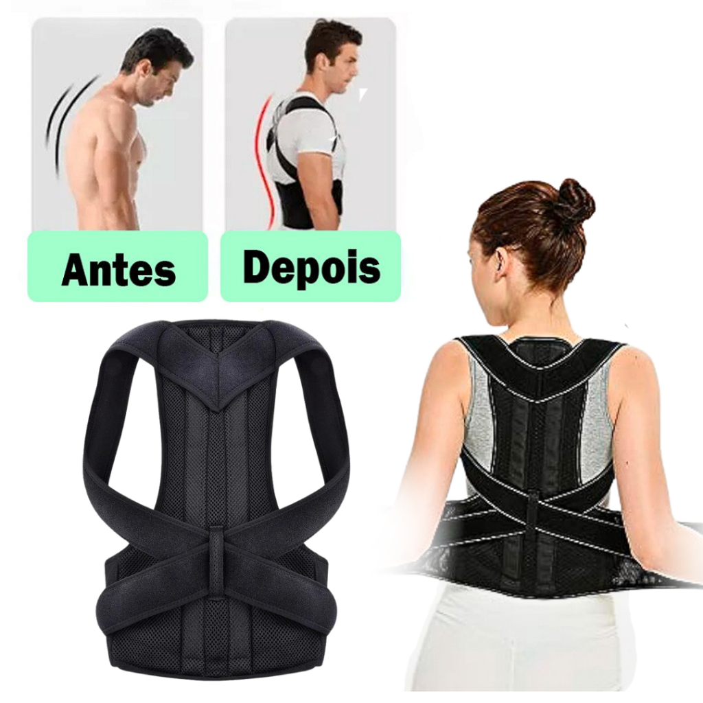 Colete Corretor Postural Ortopédico Coluna Cervical Alinha Postura ...