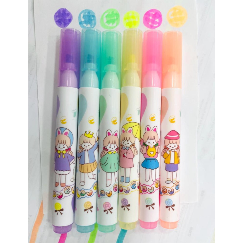 Marca Texto Fofo Menininha Cores Tom Pastel Marcador Escritório Caneta ...