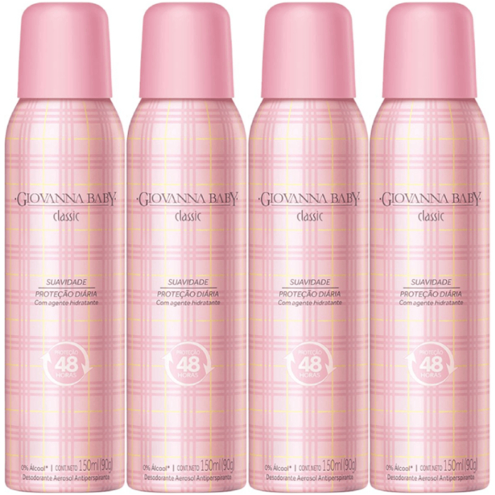 GIOVANNA BABY DESODORANTE AEROSOL ROSA CLASSIC 4 UNIDADES - 150ML ...