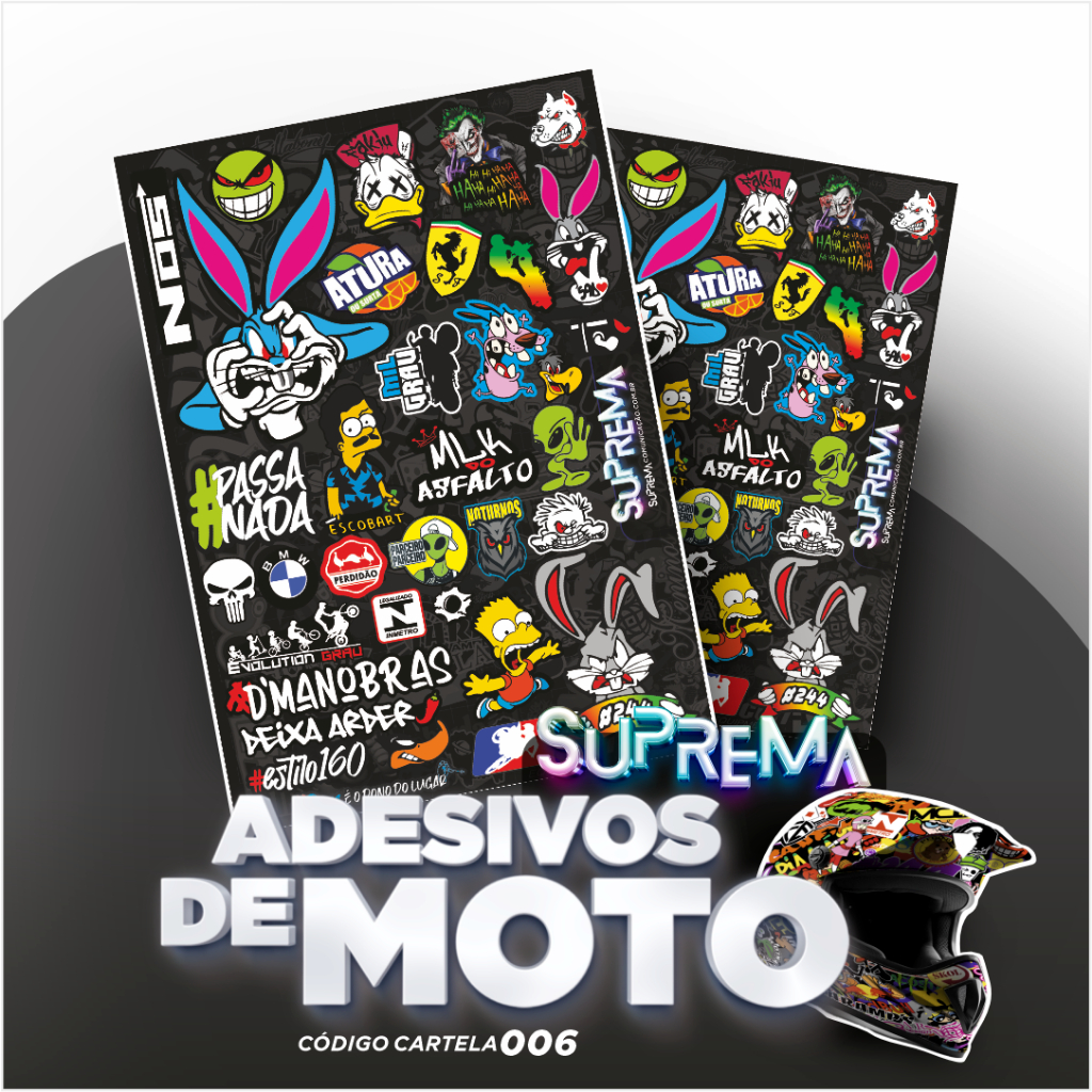 Adesivo para Moto, Adesivo para Bike, Cartela Grande - Cod.006 | Shopee ...