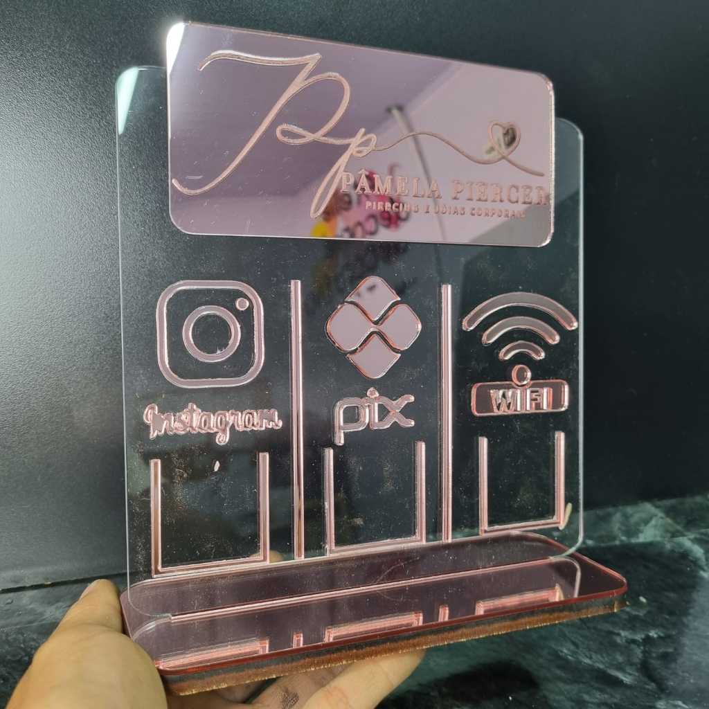 Placa Pix 3QR code PERSONALIZADO COM SUA LOGO em acrilico cristal ...