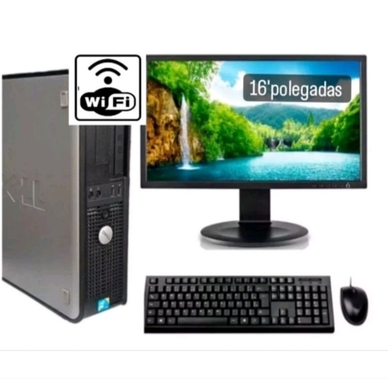 Kit Pc computador completo Monitor 16 Wi-fi cpu Dell Core 2 duo ou Core ...