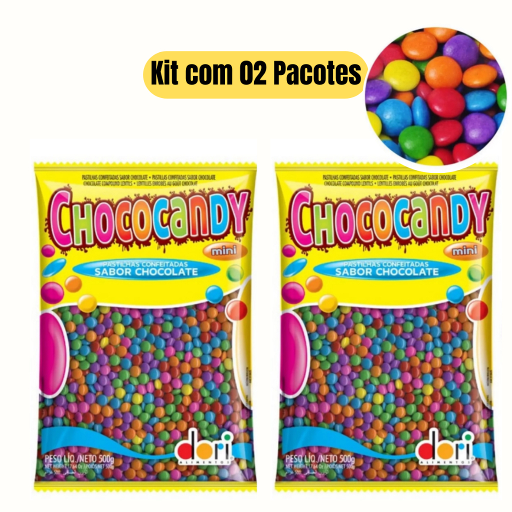 Kit 02 Confetes Pastilha Chocolate Chococandy Sortidos 500 g Confeitos ...