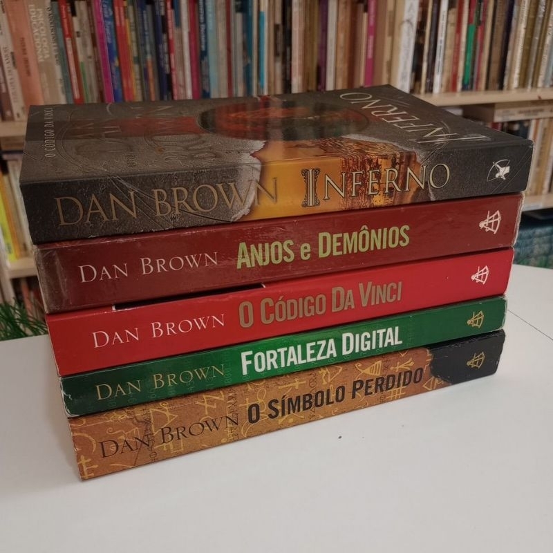 Kit 05 Livros Dan Brown Anjos demônios O código da Vinci símbolo perdido Inferno Fortaleza ...