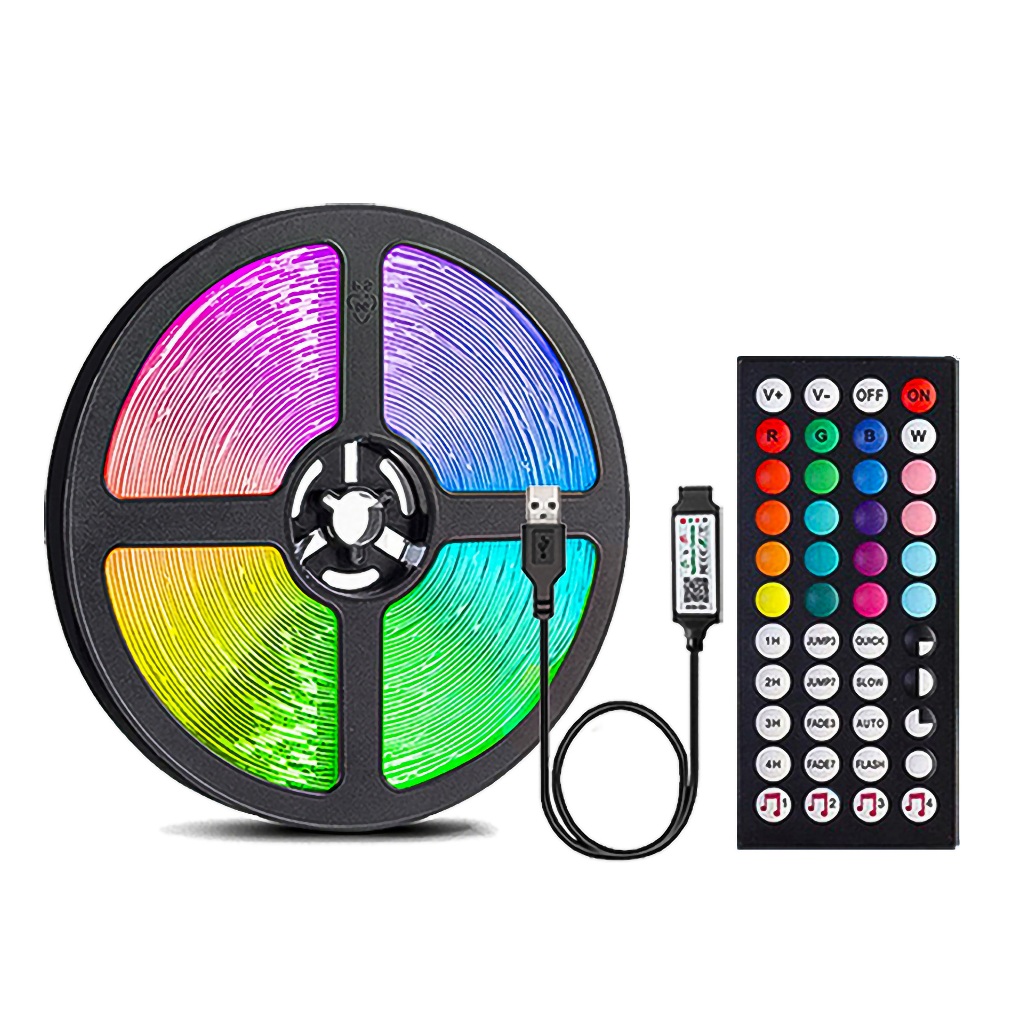 Fita LED 5050 RGB 5M USB Lâmpada Flexível Cabo Controle 5V - A071 ...