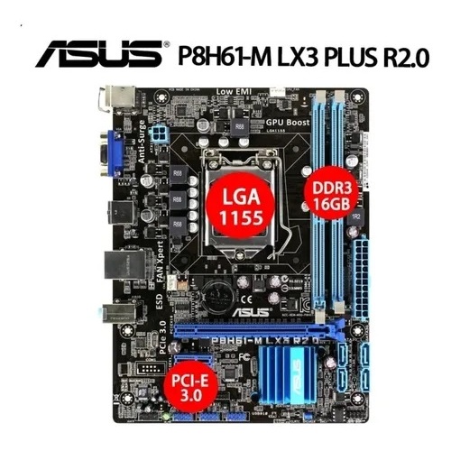 Placa Mae Asus H61m Lx3 Dual channel Gamer Core i3 i5 i7 | Shopee Brasil
