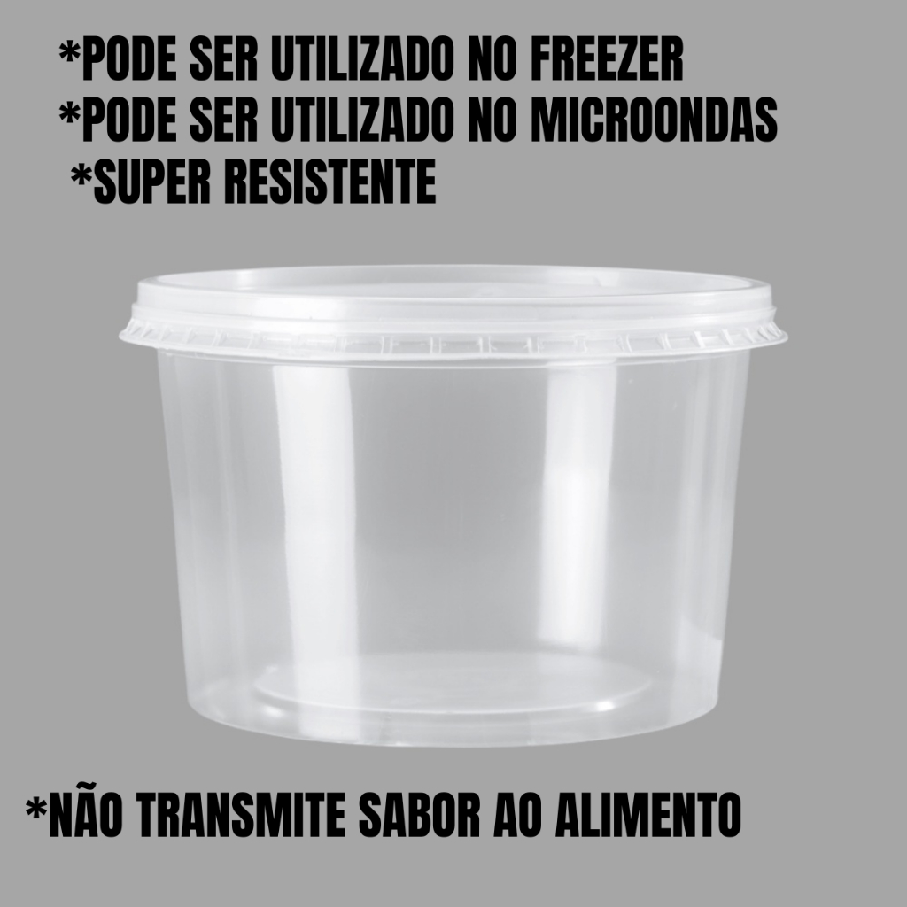 POTE PLASTICO DESCARTAVEL REDONDO C/TAMPA 500ML | Shopee Brasil