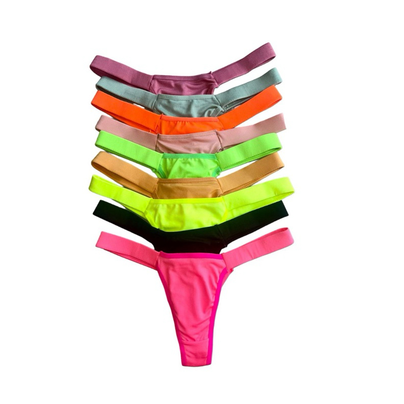 Tanga Calcinha Fio duplo Intimates Coloridas com tirinhas Cores Neon ...