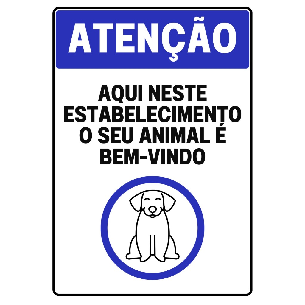 Placa de Sinalização - Ambiente Pet Friendly (permitido animais ...