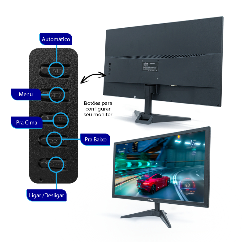 Monitor LED 24 Polegadas HD 1920x1080 Contraste 1000:1 Proporção da ...