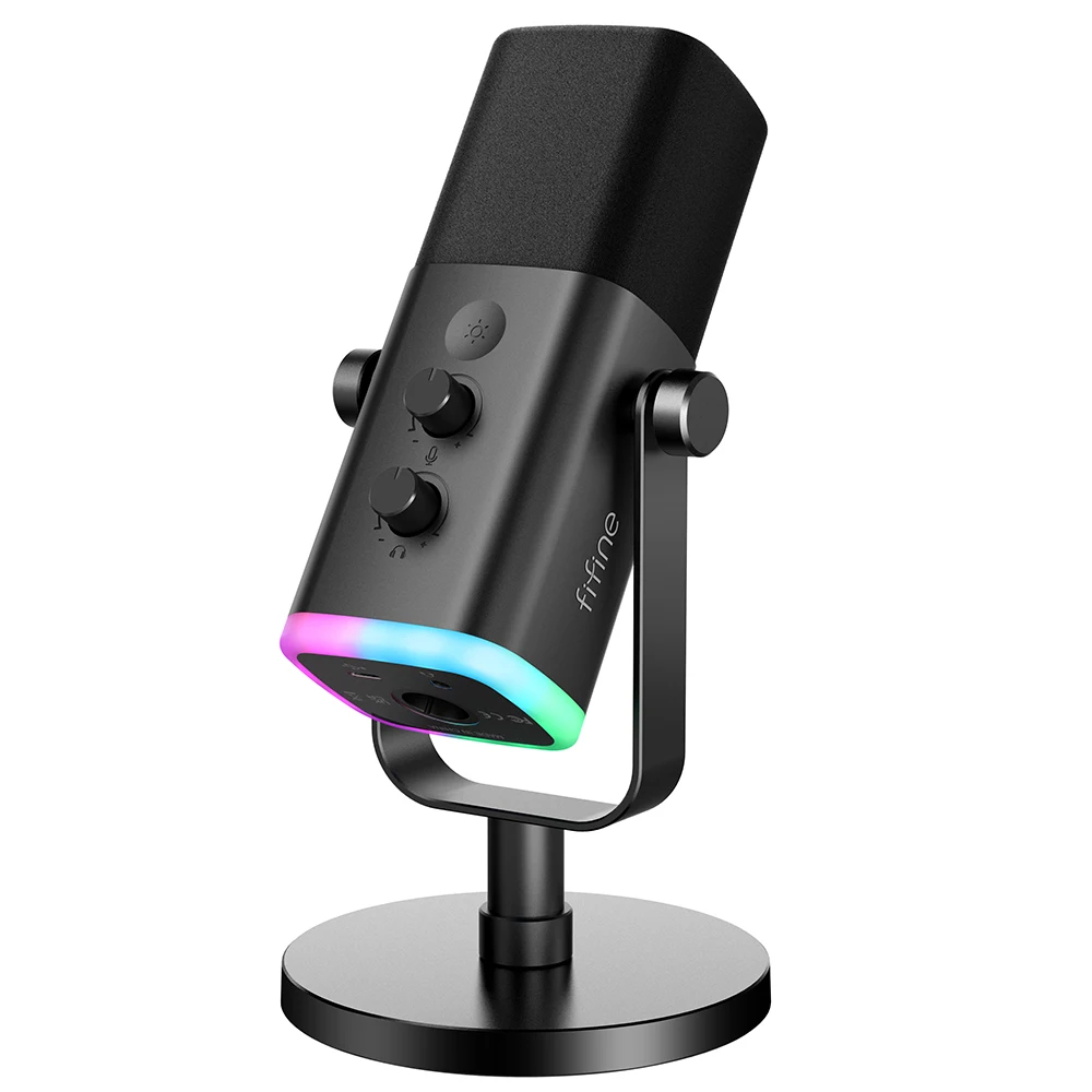 Microfone Fifine Dinâmico XRL USB RGB Ampligame AM8 Cardióide | Shopee ...