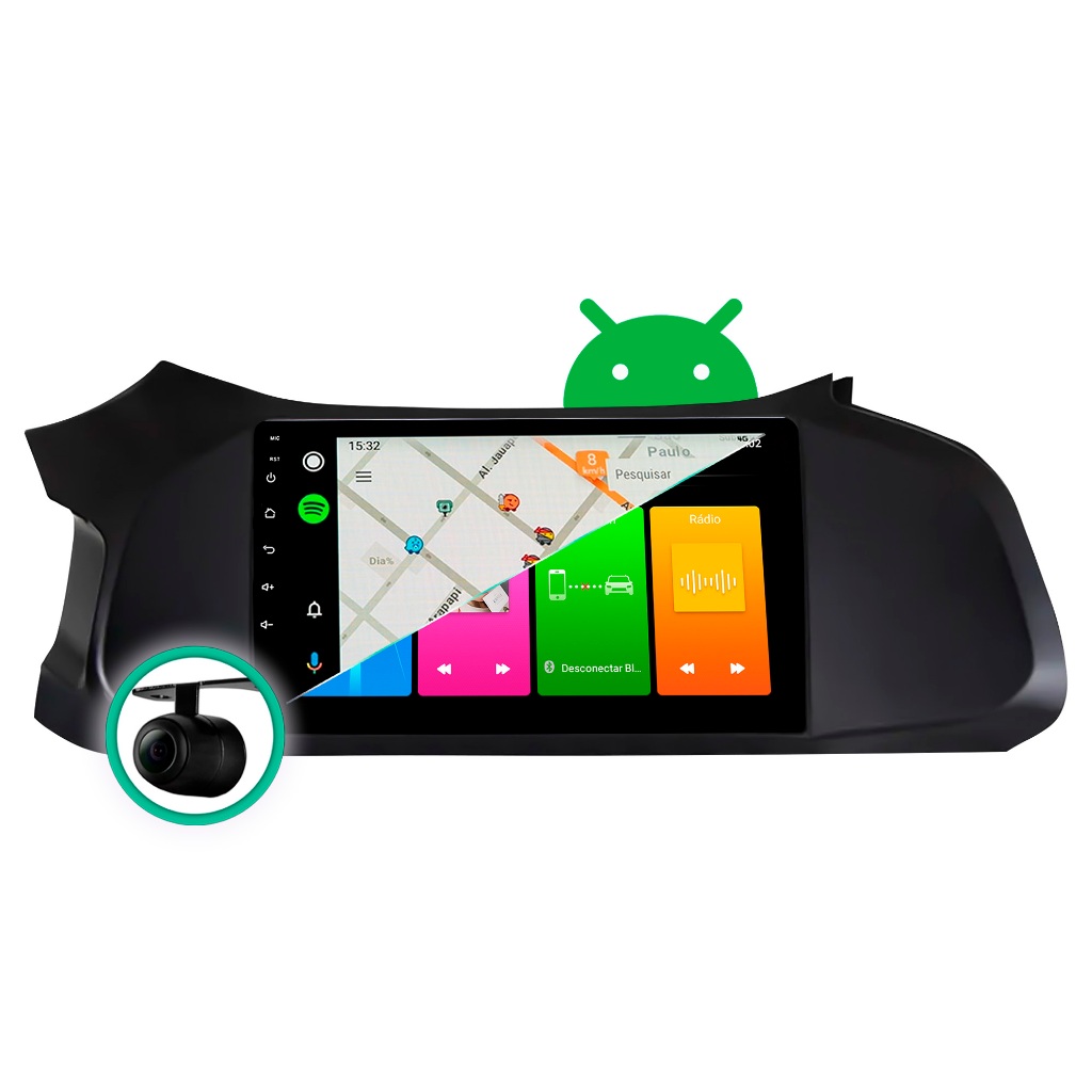 Central Multimídia Android 12 para Chevrolet Onix e Prisma, 2013 a 2019 - Tela 9", 1Gb RAM ...