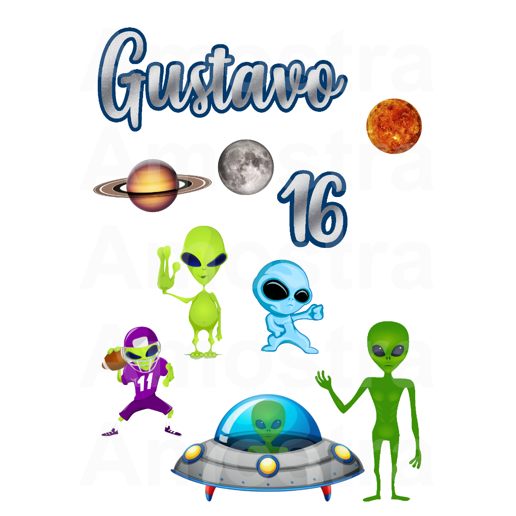 Topo de bolo, Tema extraterrestre (aliens) Ets. | Shopee Brasil