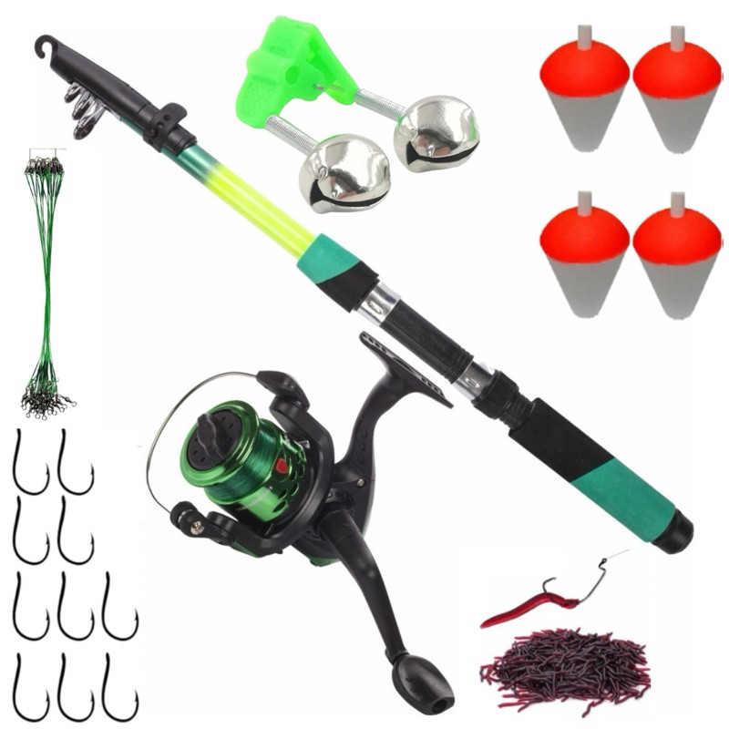 Kit De Pesca Completo Vara Telescópica 1.70 + Molinete Com Linha E acessórios | Shopee Brasil