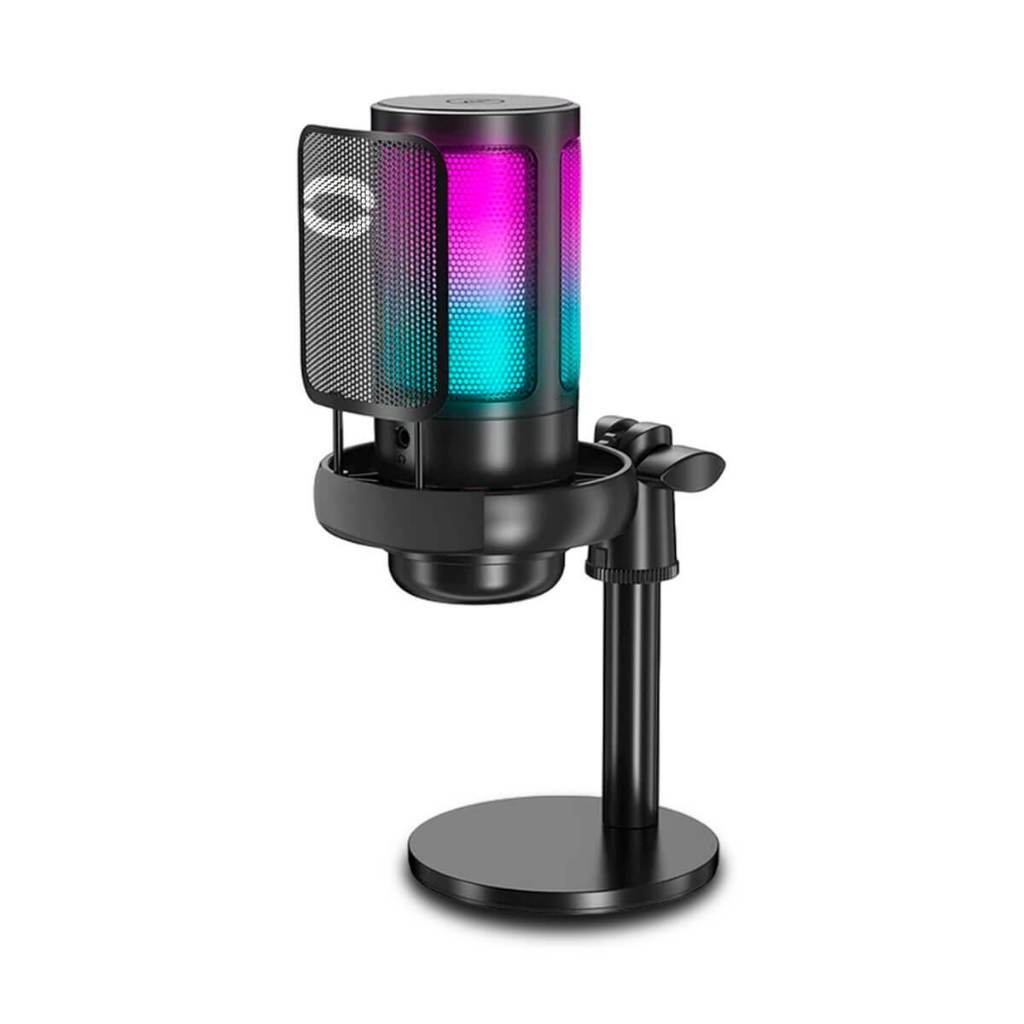 Microfone De Mesa Condensador Rgb Usb [ Preto ] Marca Tomate Modelo MT-1060R | Shopee Brasil