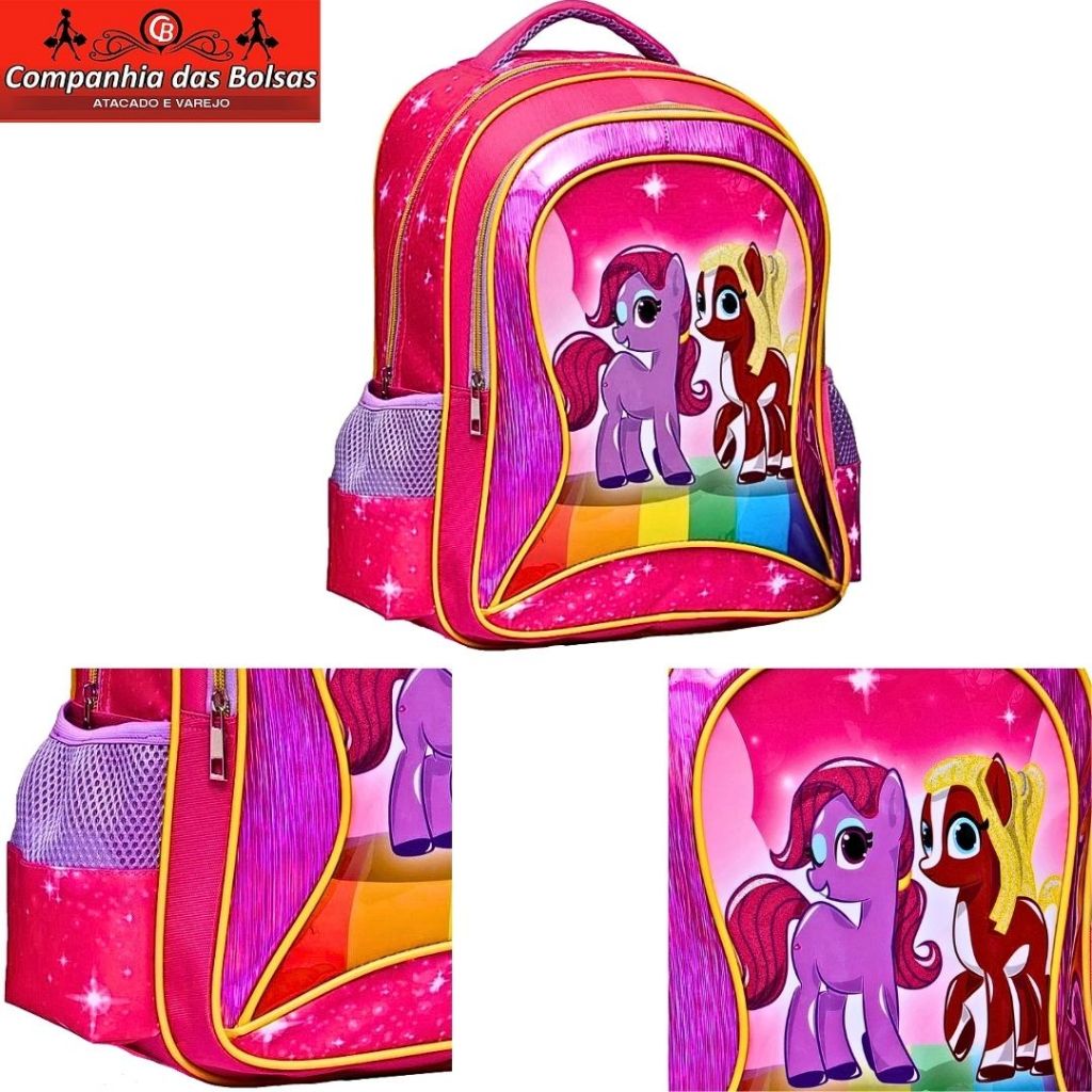 Mochila Bolsa Escolar Pônei Unicórnio Rosa Pink Yepp Infantil Juvenil ...
