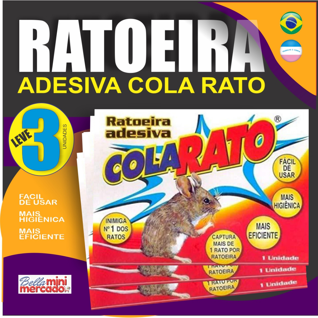 Ratoeira Adesiva Cola Rato armadilha kit com 3 unidades | Shopee Brasil