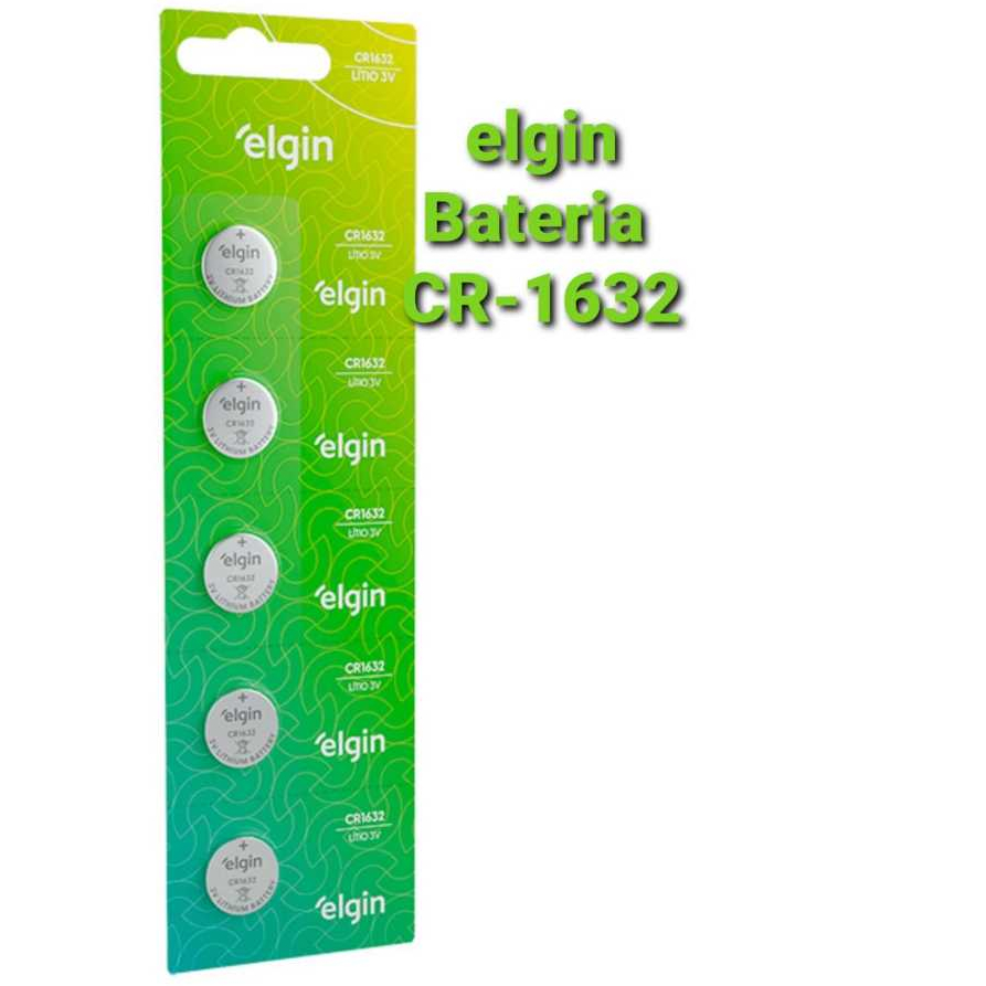 5 Baterias Pilha Botão CR1632 3V Elgin Moeda 1 Cartela (Blister com 5) CR 1632 3 V | Shopee Brasil