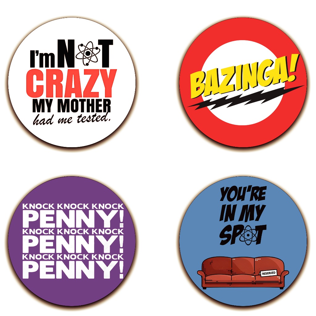 Kit 4 Portas Copos Geek Descanso de Copos Neoprene Série The Big Bang ...