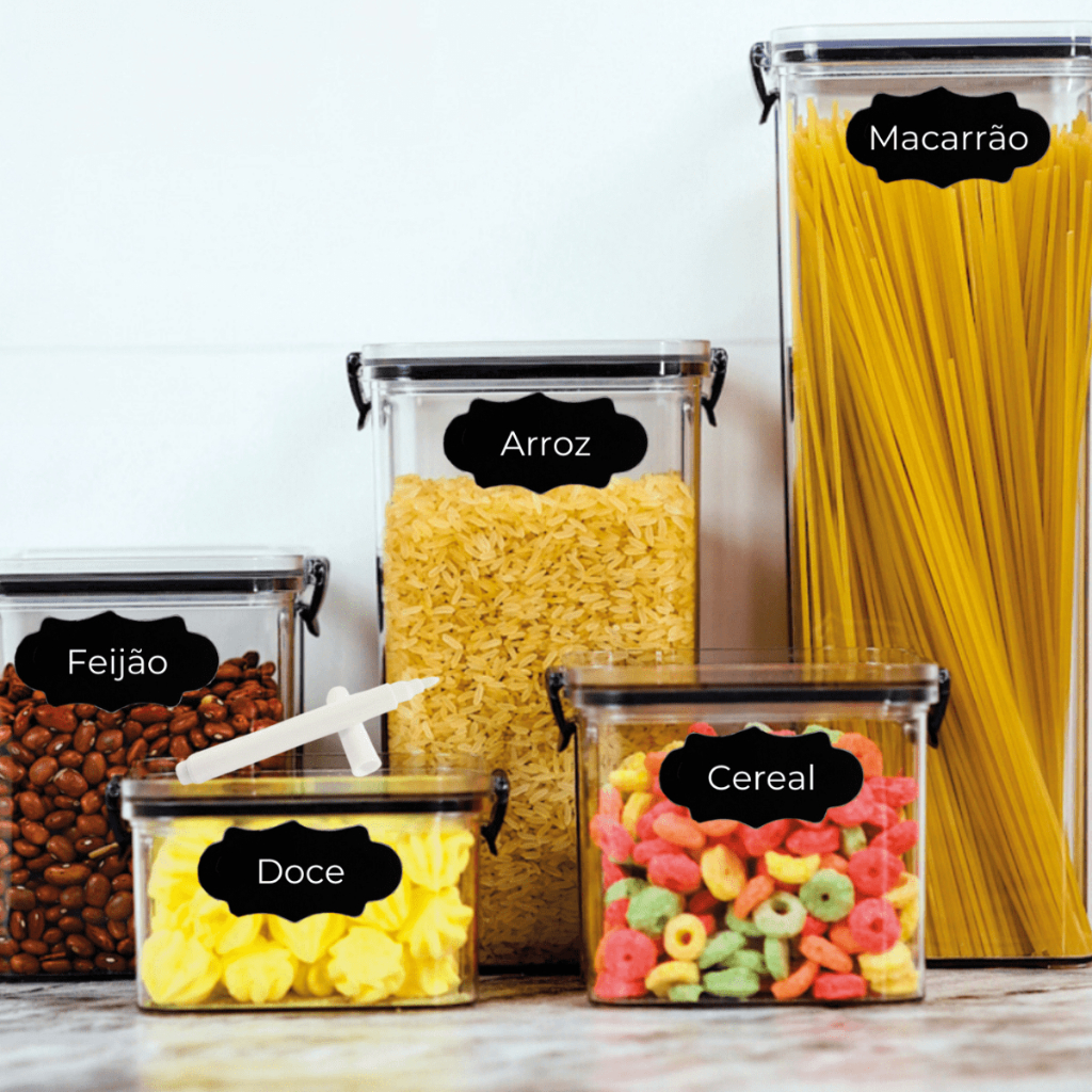 Conjunto de 5 Potes para Alimentos Cozinha Dispensa Super Resistente ...