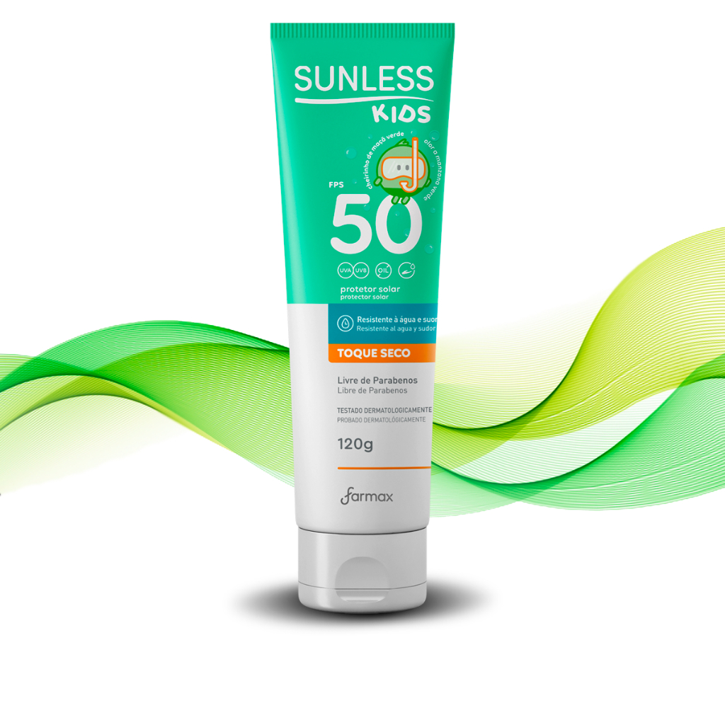 Protetor Solar Sunless Kids FPS 50 120g Toque Seco - Farmax | Shopee Brasil