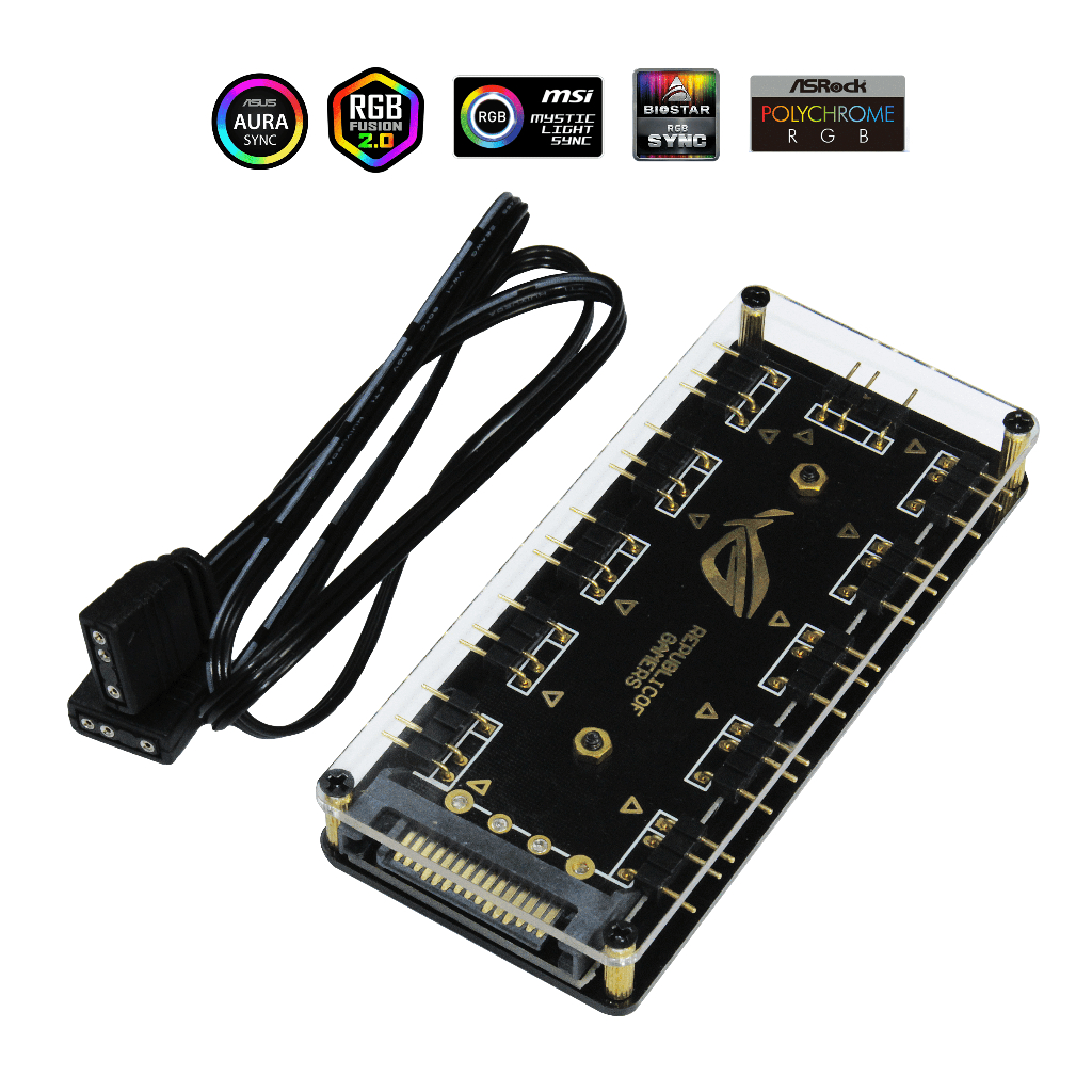 Hub Multi Fan Splitter ARGB 5v 3 pinos Endereçável com 10 Portas ...