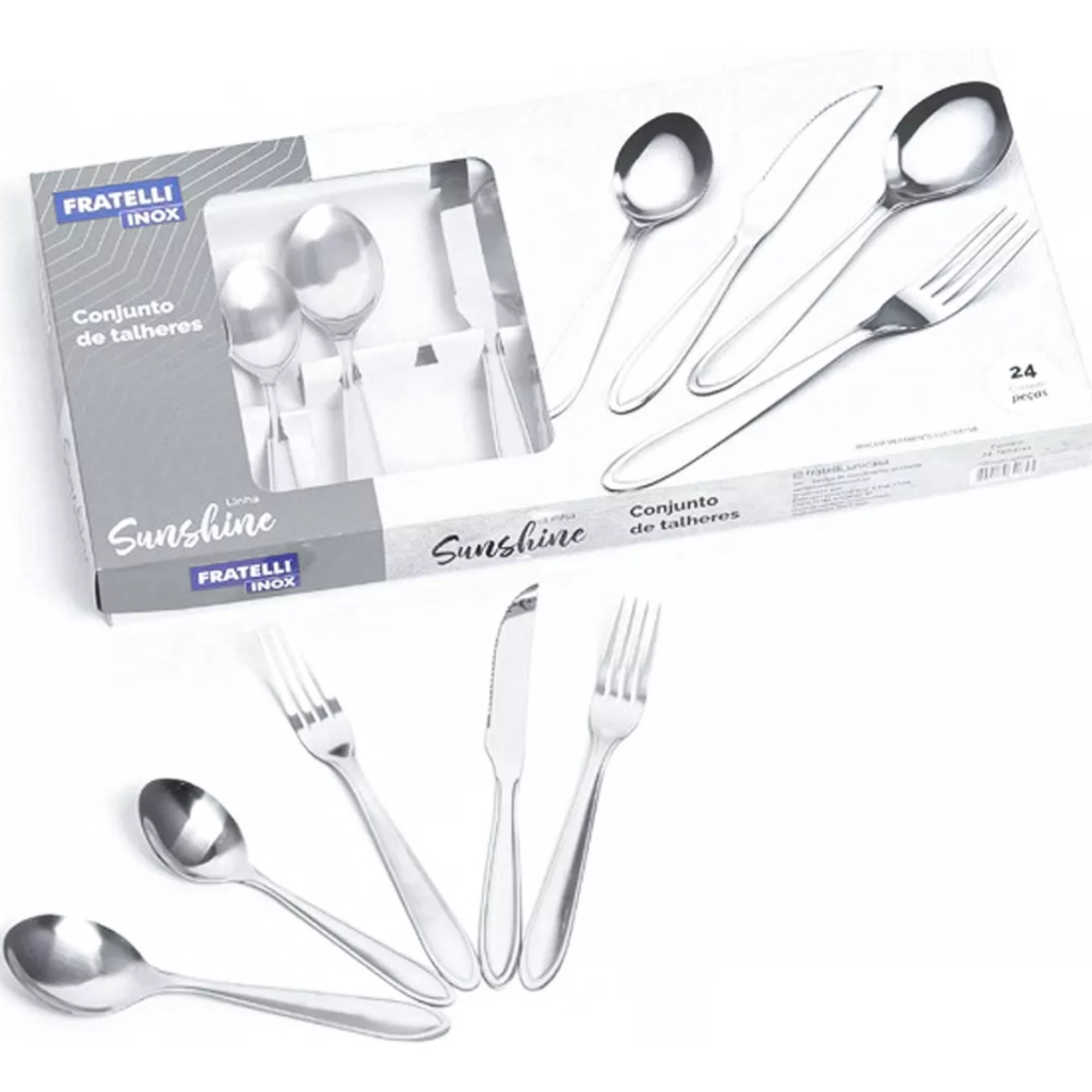 Jogo de Talheres Inox Sunshine com 24 Peças Fratelli - Escorrega o Preço