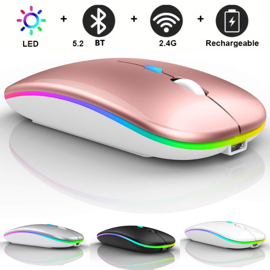 Mouse Sem Fio Wireless Com Bateria Interna Recarregavel 2,4 Ghz Led RGB Home Office | Shopee Brasil