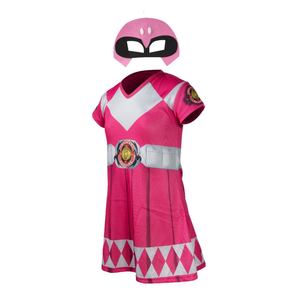 Vestido Infantil Power Rangers Rosa + máscara | Shopee Brasil