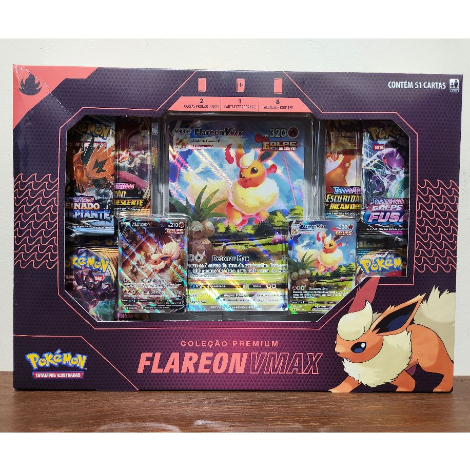 Box Pokemon Coleção Premium Flareon VMAX | Shopee Brasil