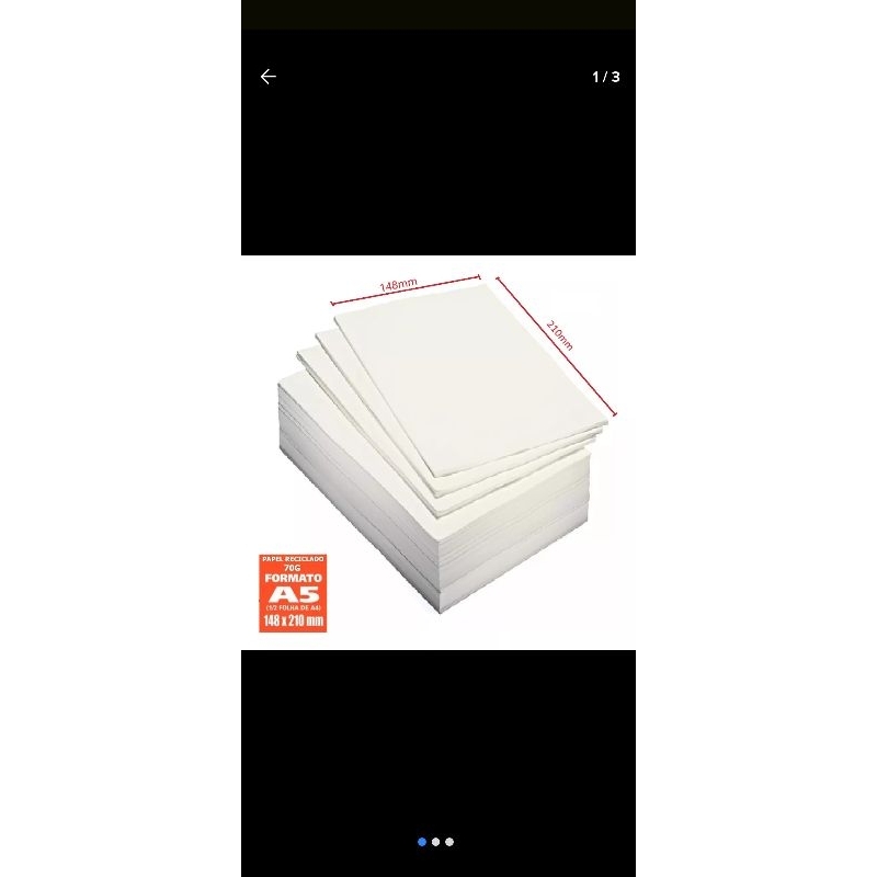 Papel Sulfite A5 500 Folhas Reciclado 1 Resma | Shopee Brasil