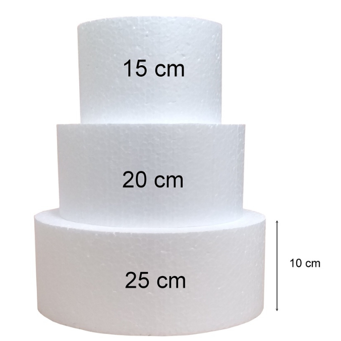 Bolo Fake Isopor 15x20x25 C/ 10cm Base Redonda 3 Andares-MK Casa e ...