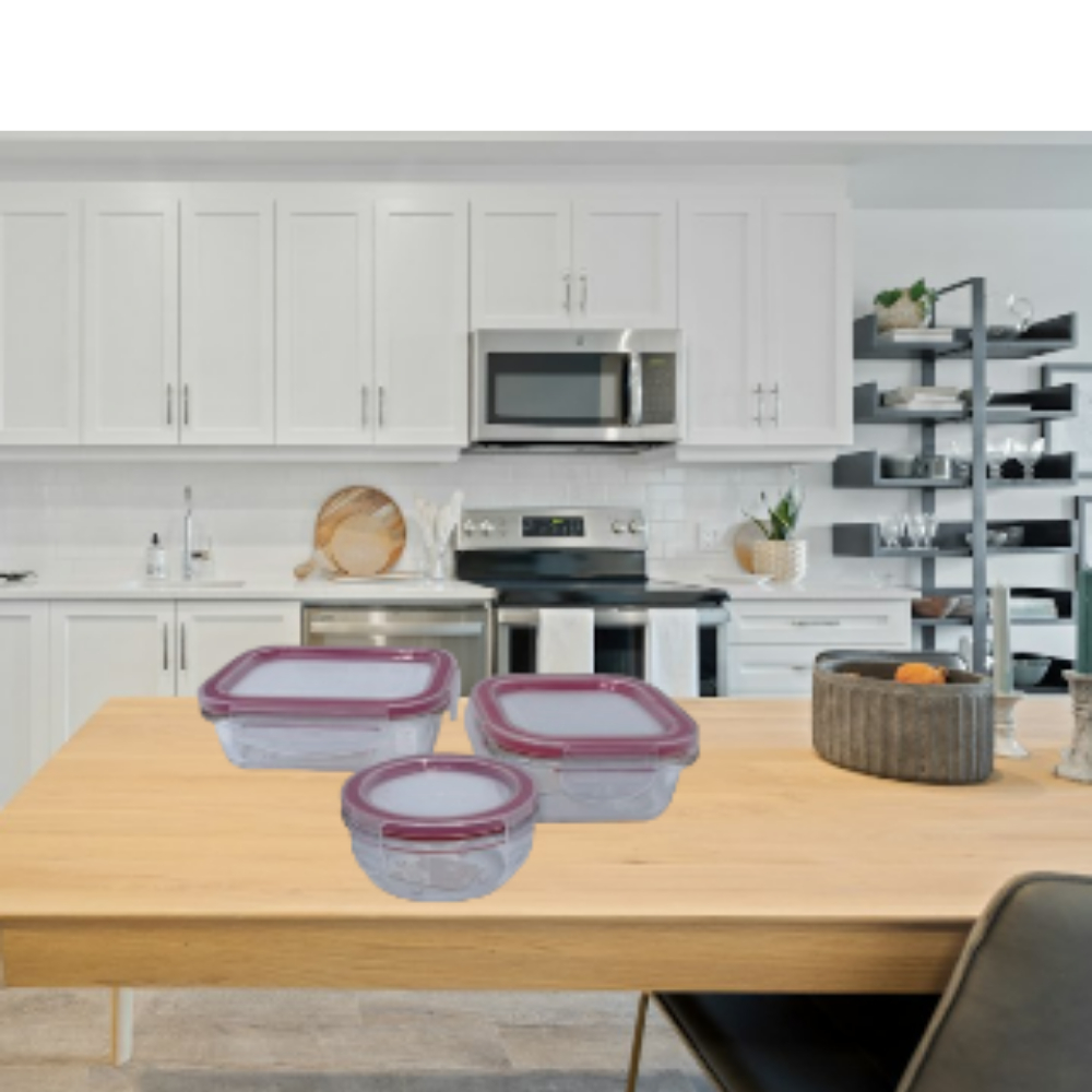 Conjunto 3 Potes De Vidro Com Tampa Hermética Para Freezer Microondas ...