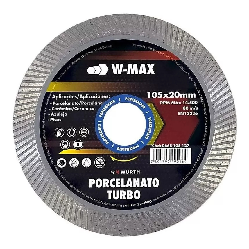 Disco Porcelanato Turbo Super Fino 105x1,3x7 Wmax Wurth | Shopee Brasil