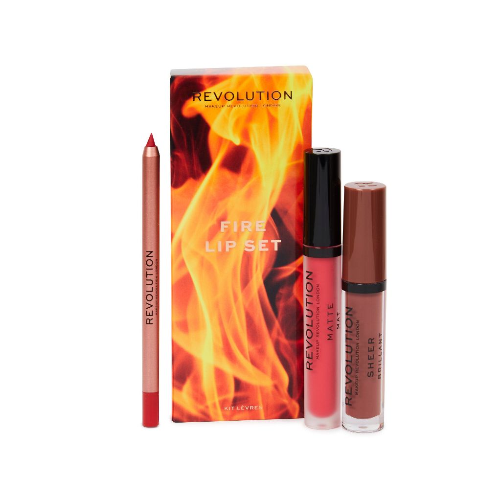 Kit Para o Lábio Revolution Fire Lip Kit com Caneta e Batons | Shopee ...