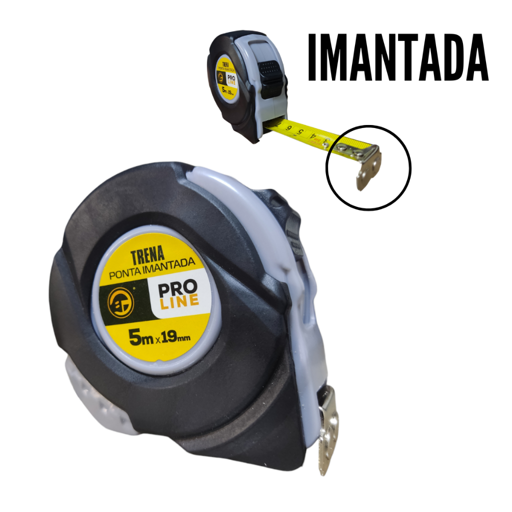 Trena 5 Metros Emborrachada 19mm Imantada Com Trava Profissional ...