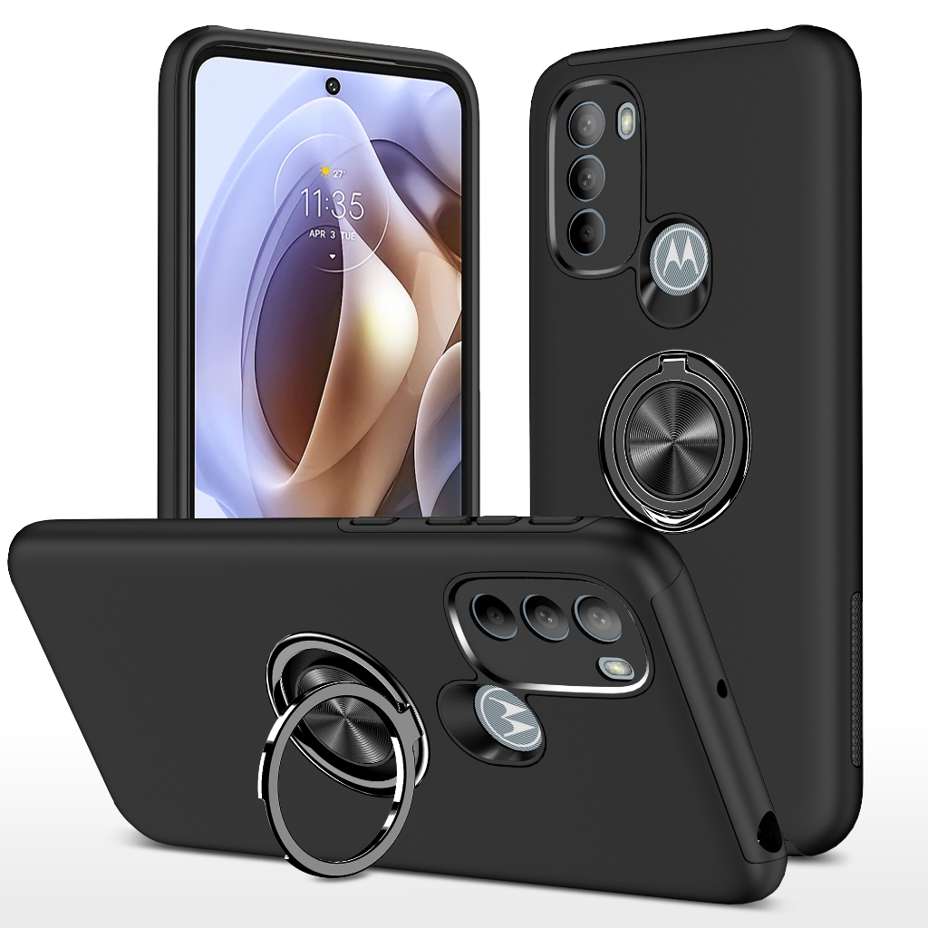 Capa lisa Anti Impacto com Anel embutido de metal gira 360 Para Moto g22/moto g41/ g50/moto g60 ...