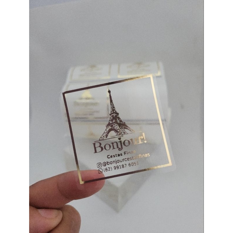 Etiqueta adesiva BOPP transparente quadrada 5cm | Shopee Brasil